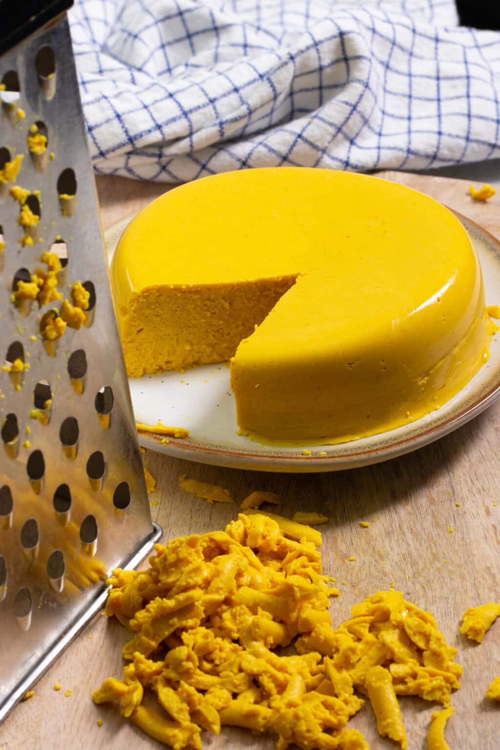 Nut-free Vegan Cheddar Block Cheese that Melts and Shreds!