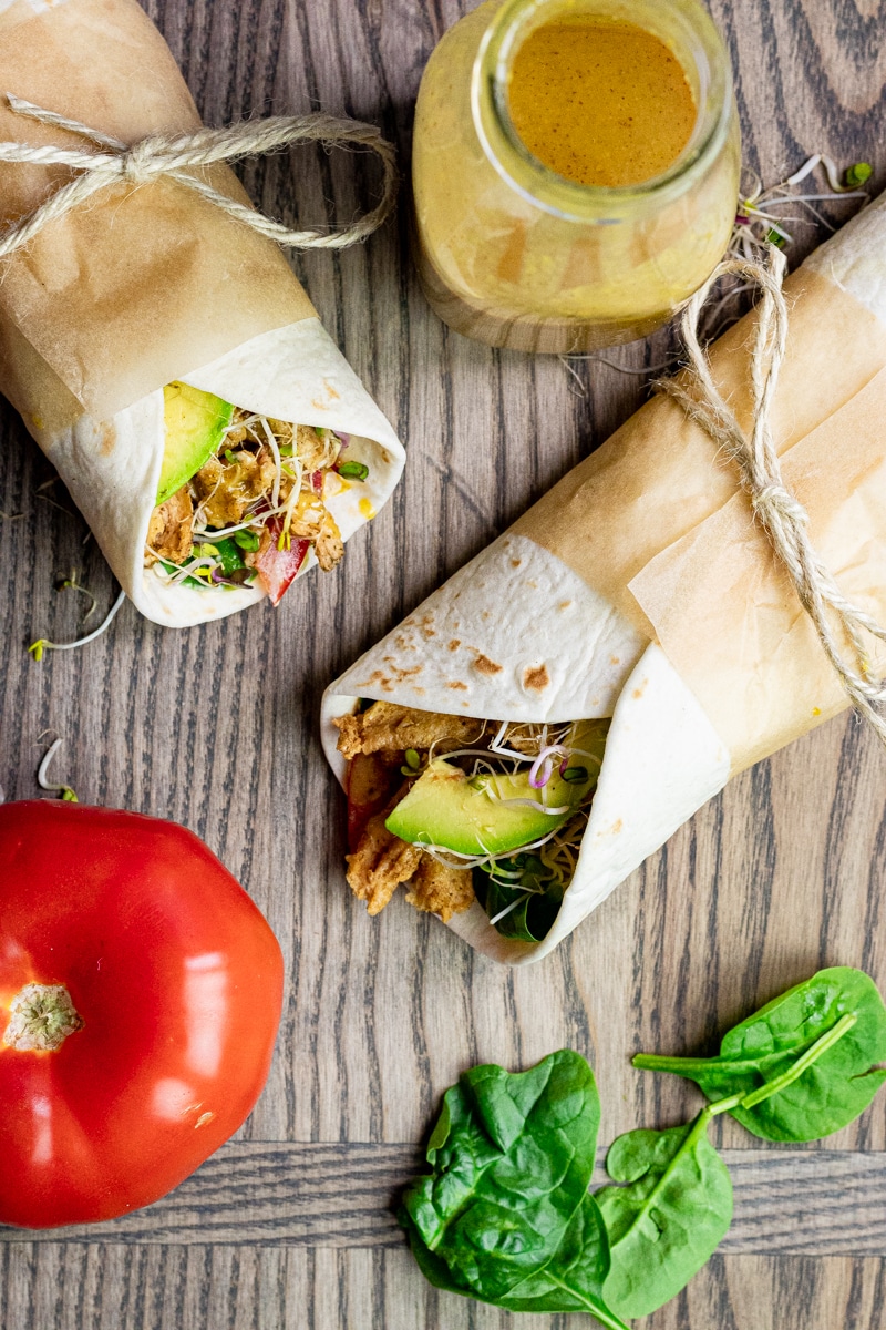 Vegan Honey Mustard Chicken Wraps - ZardyPlants